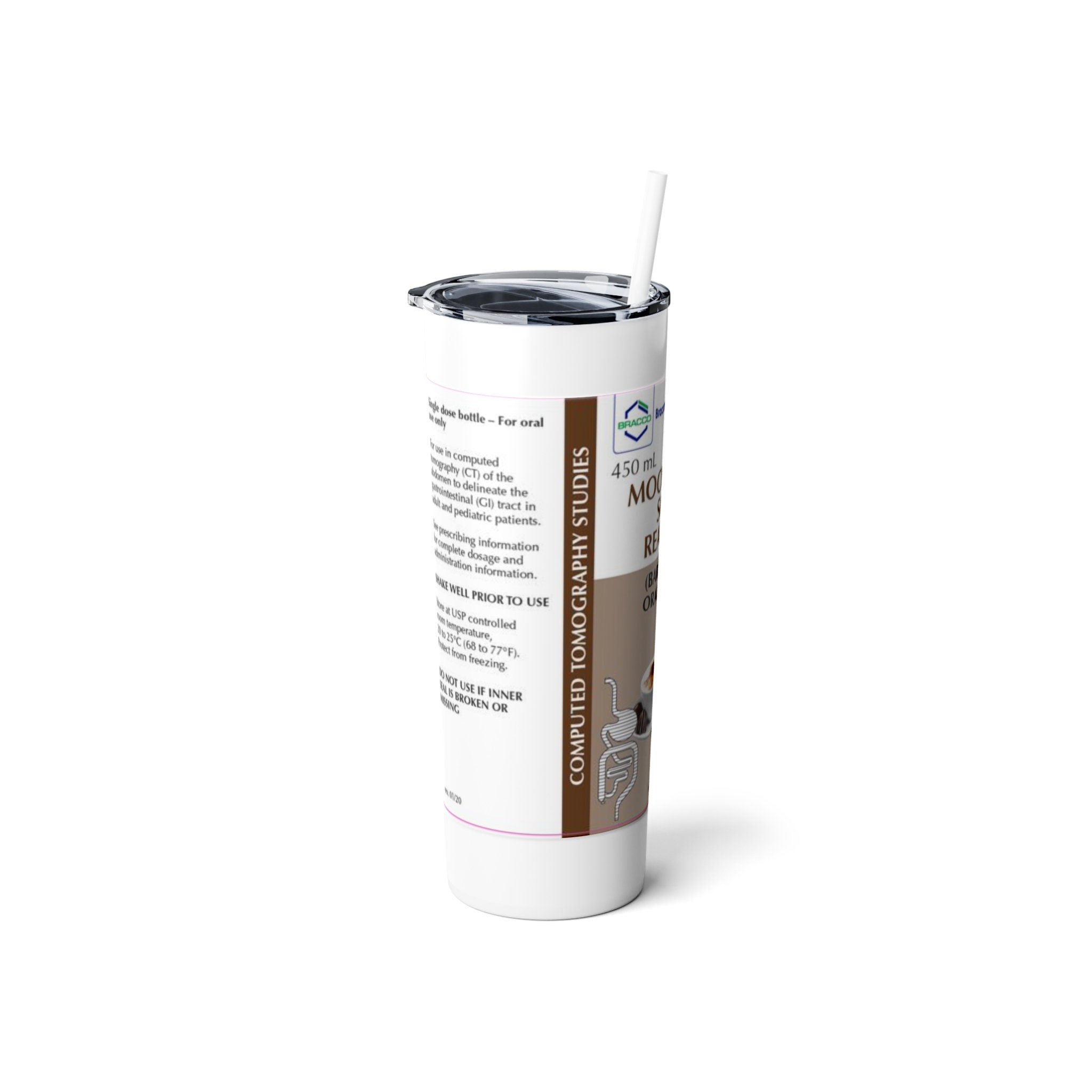 Cat Scan Readi-cat Mochaccino Skinny Steel Tumbler with Straw, 20oz, CT ...