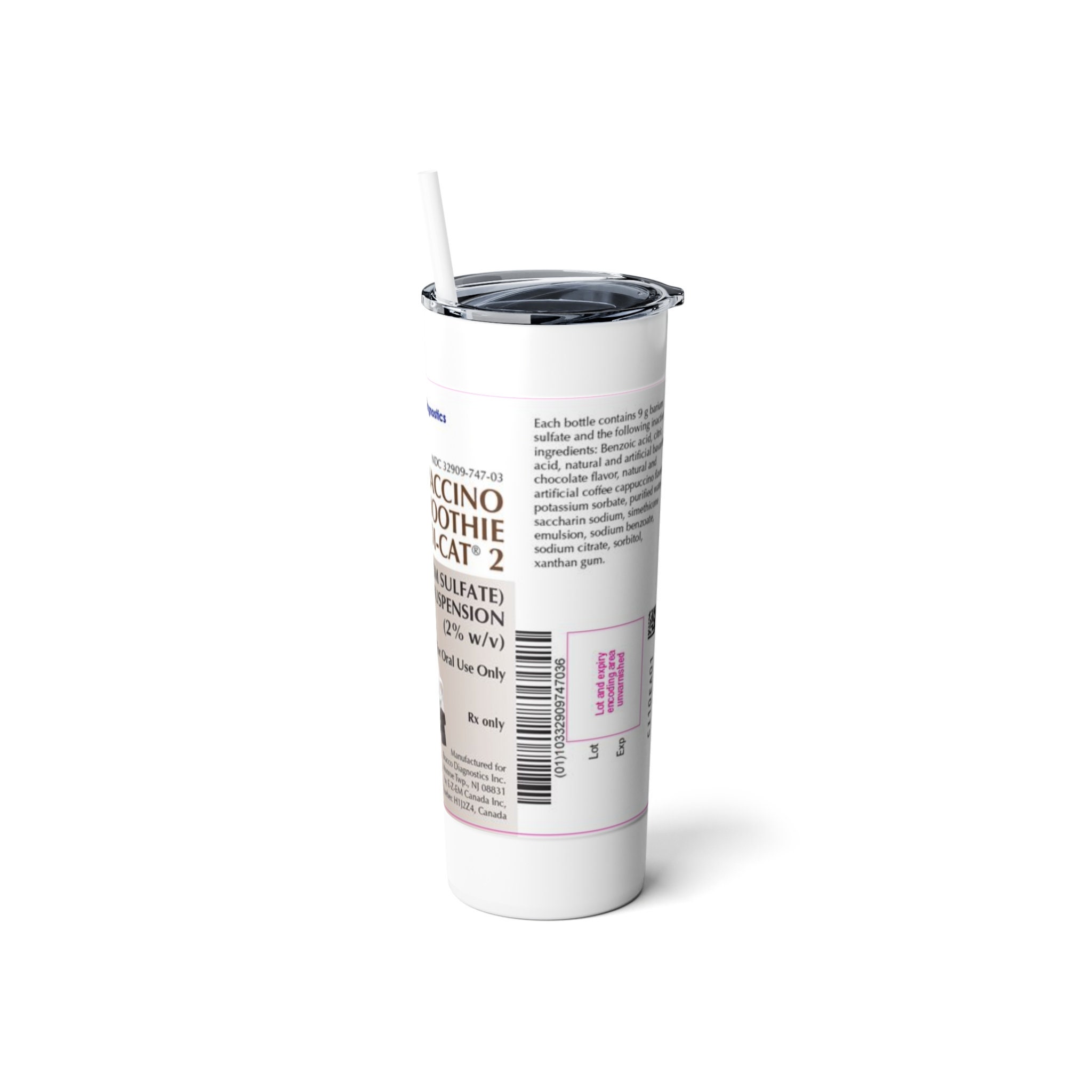 Cat Scan Readi-cat Mochaccino Skinny Steel Tumbler with Straw, 20oz, CT ...