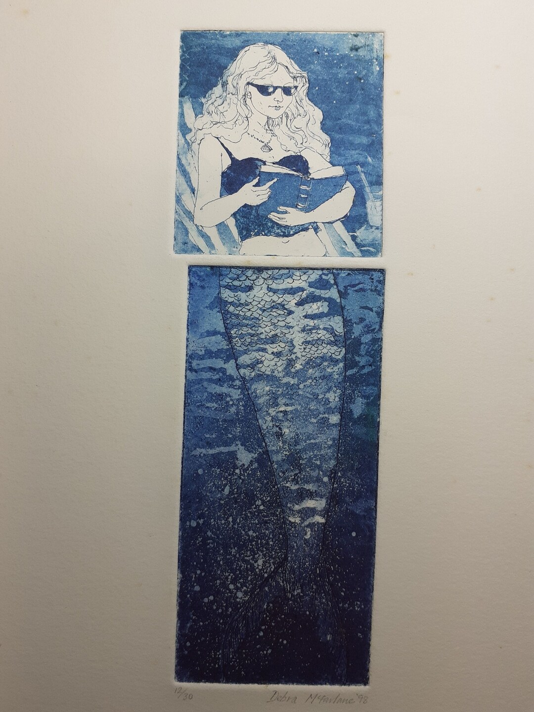 Mermaid, Original Print, Etching, Fantasy Art, Gift, - Etsy