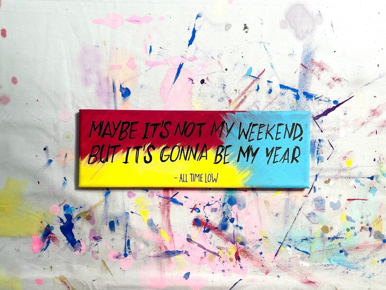 Weightless All Time Low // Customizable Handpainted Quote Canvas Art ...