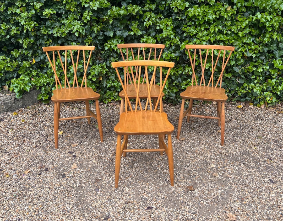 Vintage 1950's Ercol Candlestick Dining Chairs X 4 - Www ...