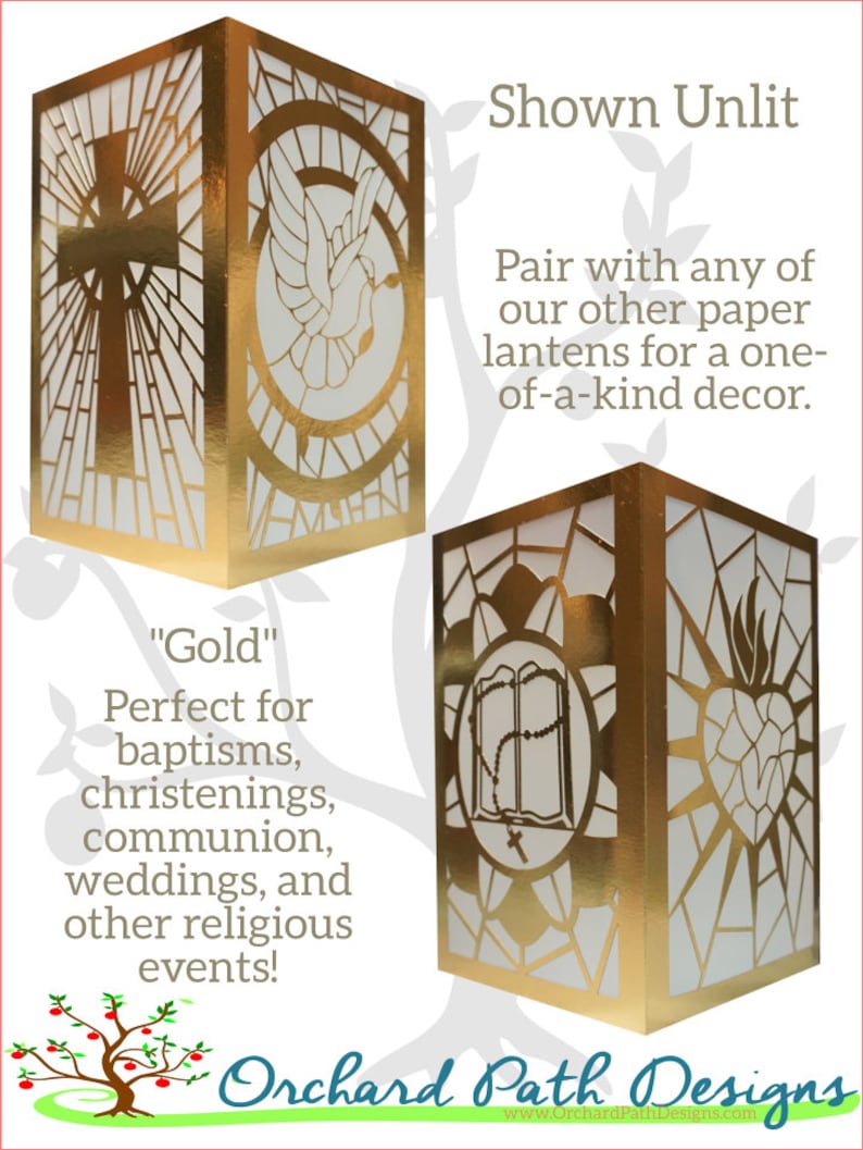 Stained Glass Religious Themed Paper Lantern for Christening | Etsy
