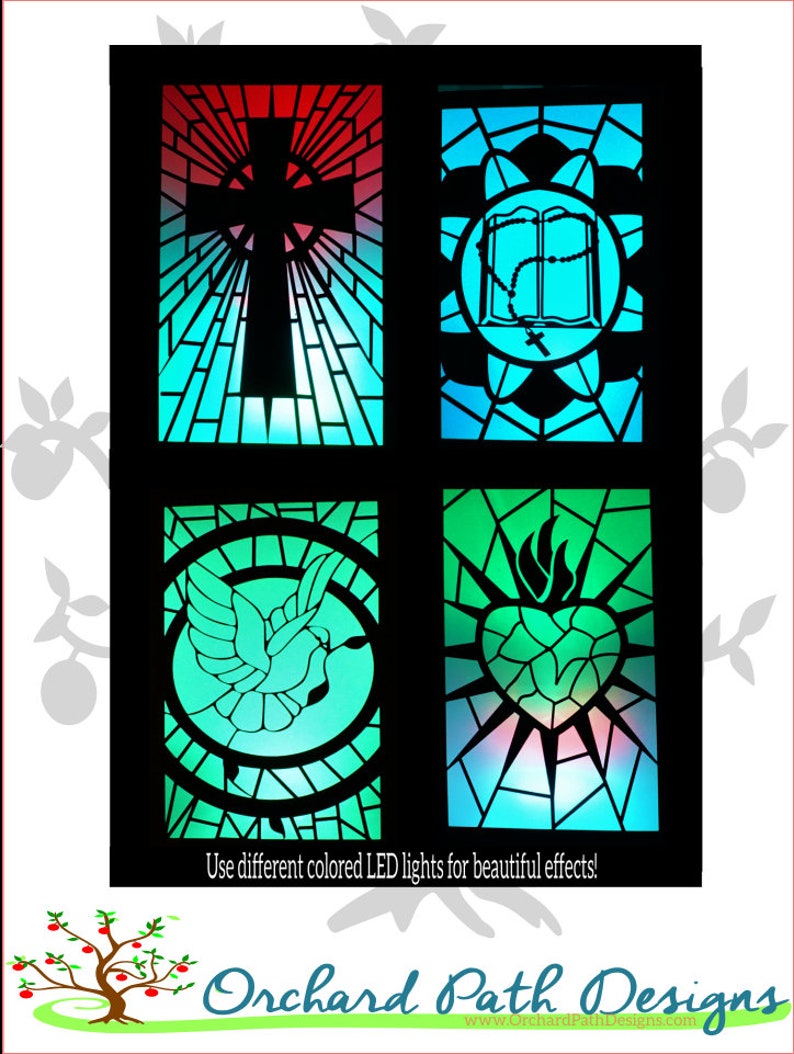 Stained Glass Religious Themed Paper Lantern for Christening | Etsy