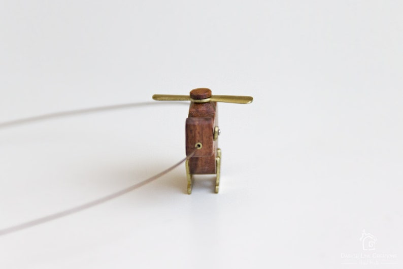 Tiny Handmade Wood & Brass Helicopter Necklace Cool Unique | Etsy