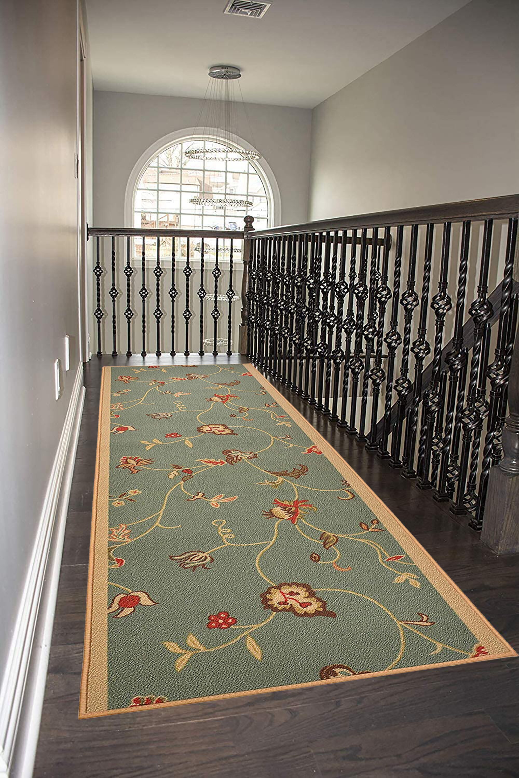 Machine Washable Custom Size Runner Rug Floral Scroll Teal - Etsy