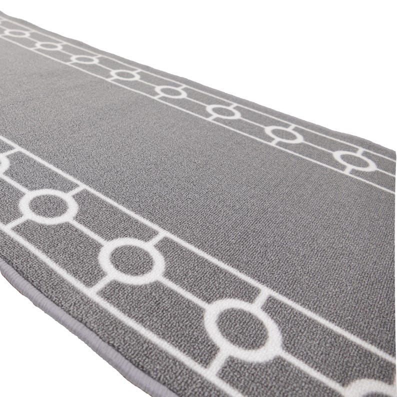 Custom Size Grey Runner Rug, Chain Border, Non-slip, Machine Washable ...