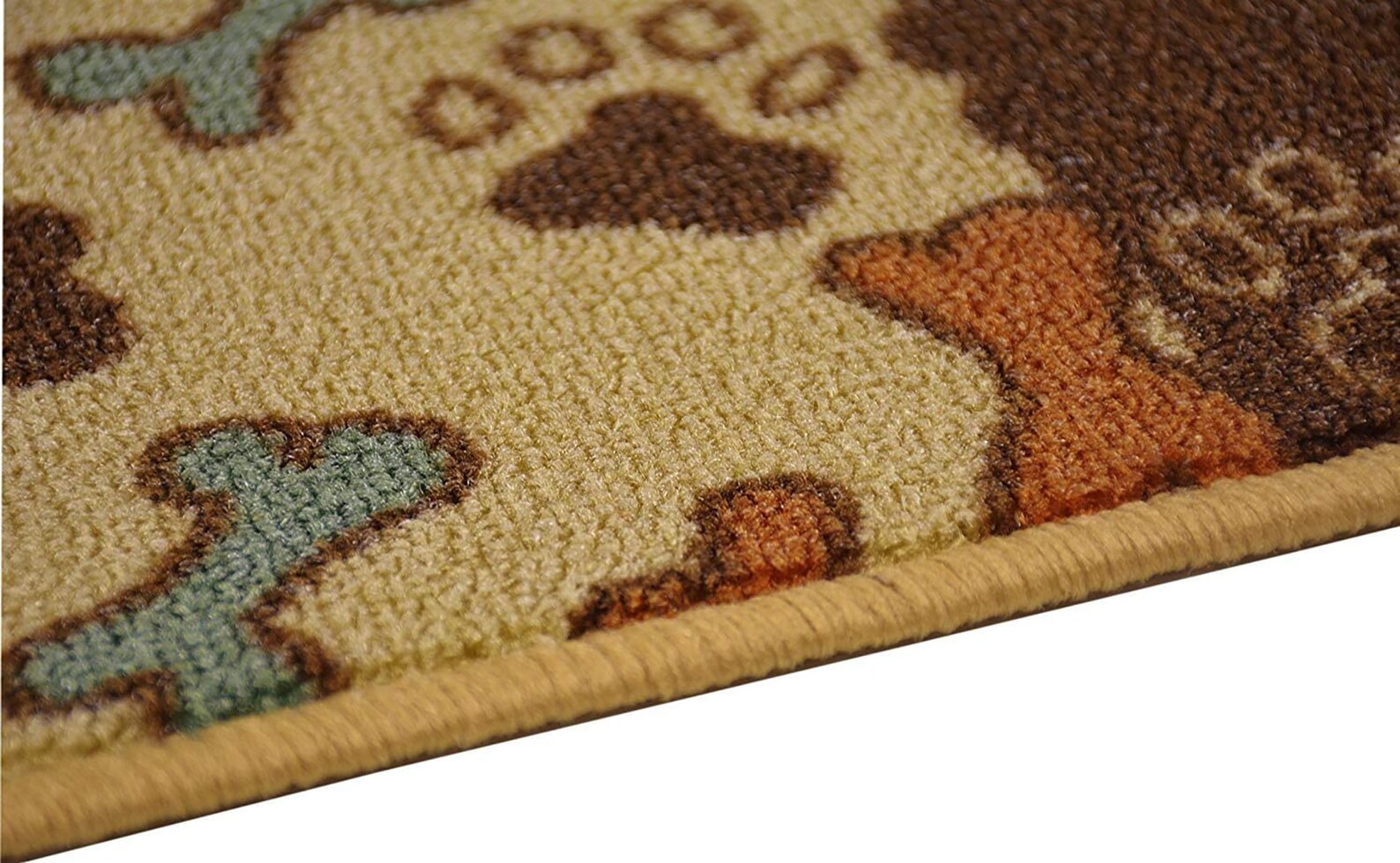 Machine Washable Stair Tread Pet Paw and Bone Beige Animal Skid ...