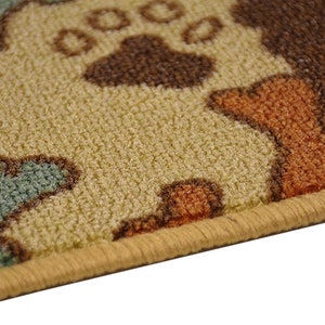 Machine Washable Stair Tread Pet Paw and Bone Beige Animal Skid ...