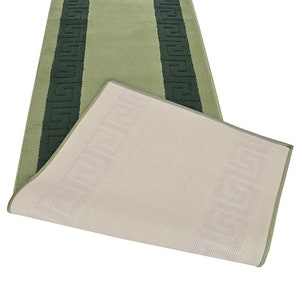 Custom Size Runner Rug Meander Green Euro Collection Skid Resistant ...