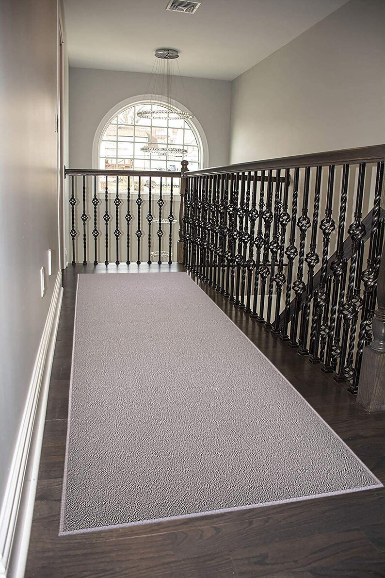 Machine Washable Custom Size Runner Rug Solid Color Grey Skid - Etsy