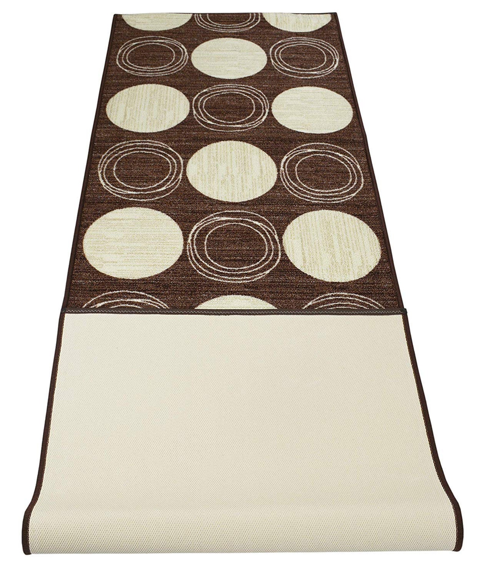 Custom Size Runner Rug Circles Geometric Abstract Brown Cream - Etsy