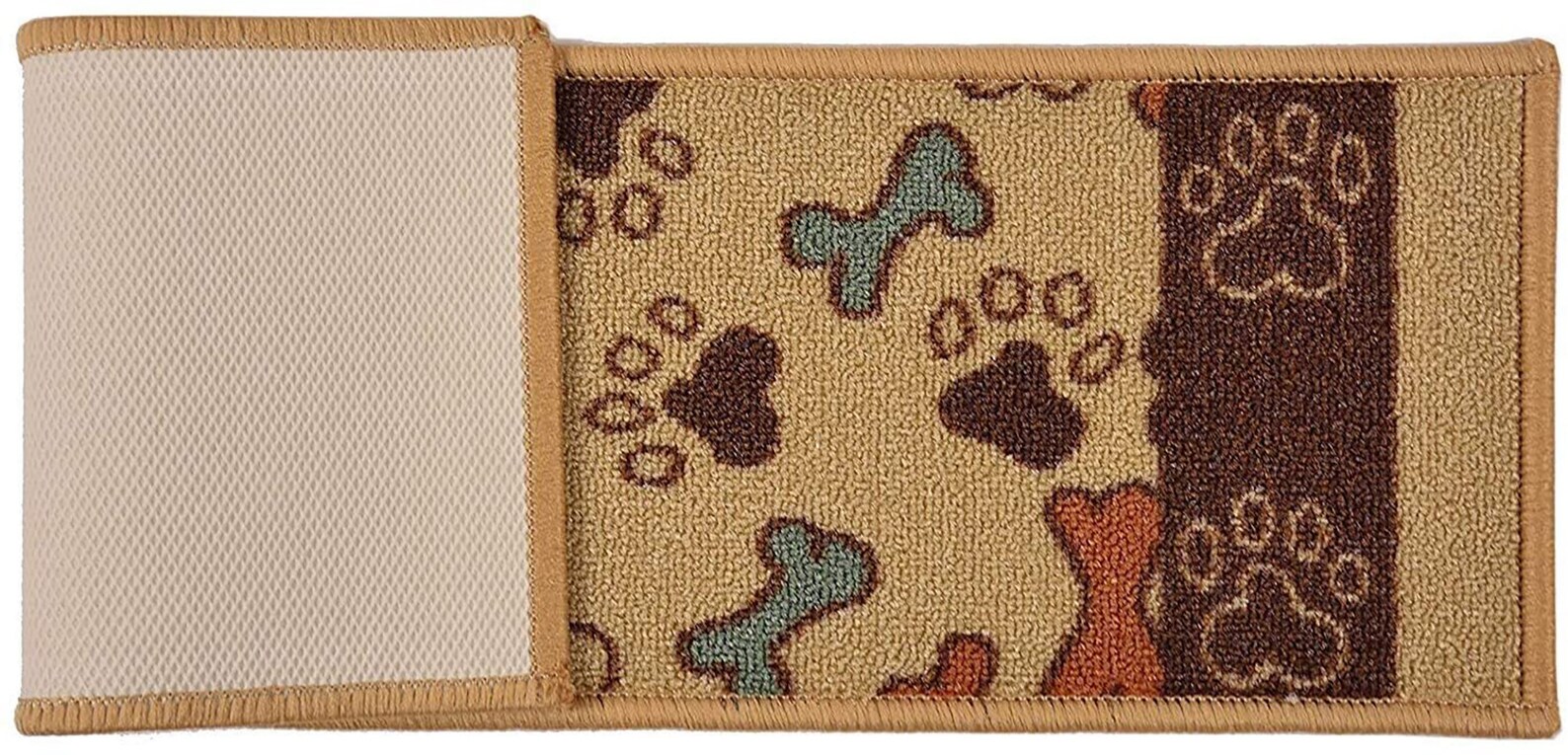 Machine Washable Stair Tread Pet Paw and Bone Beige Animal Skid ...