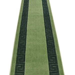 Custom Size Runner Rug Meander Green Euro Collection Skid Resistant ...