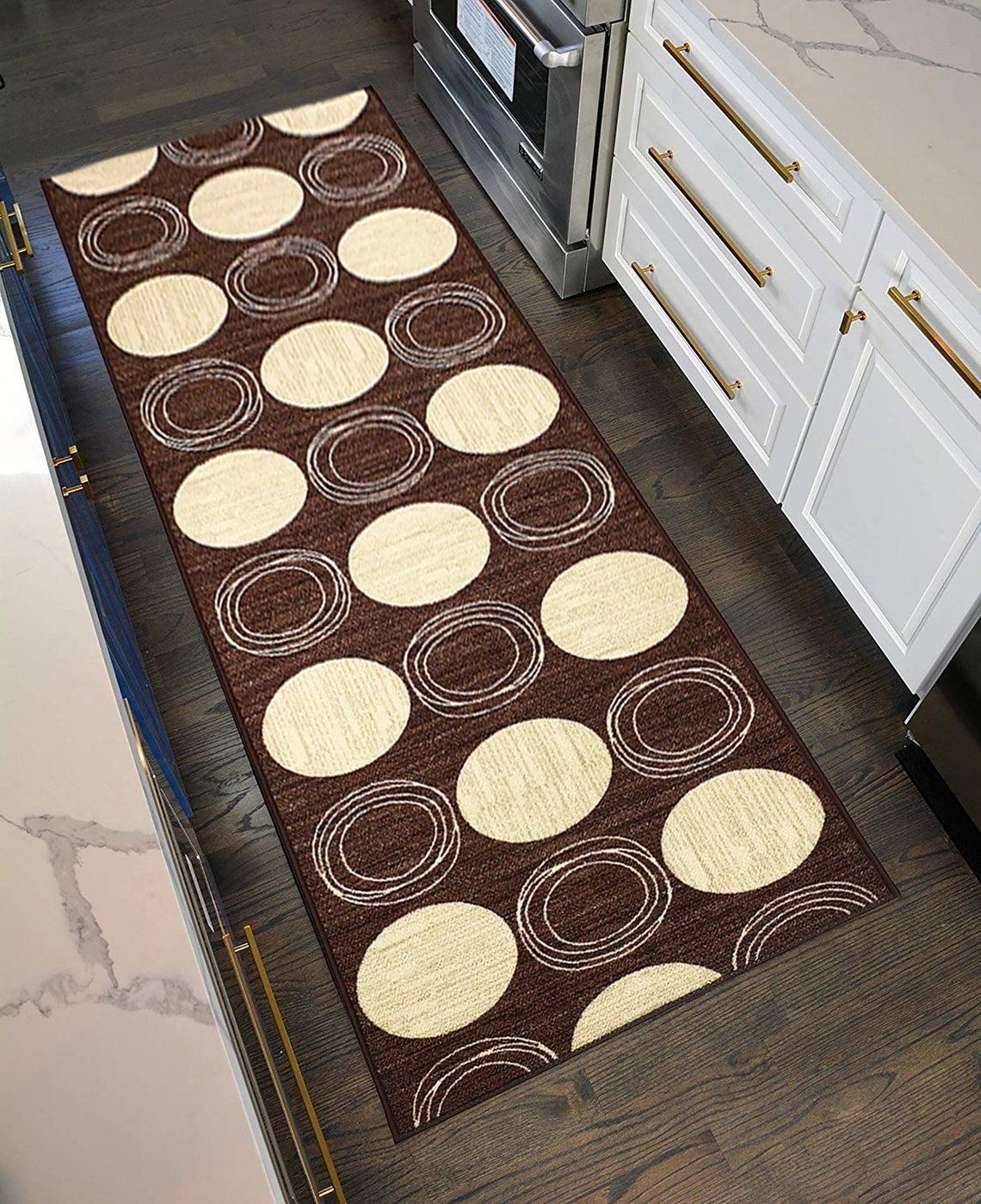 Custom Size Runner Rug Circles Geometric Abstract Brown Cream | Etsy