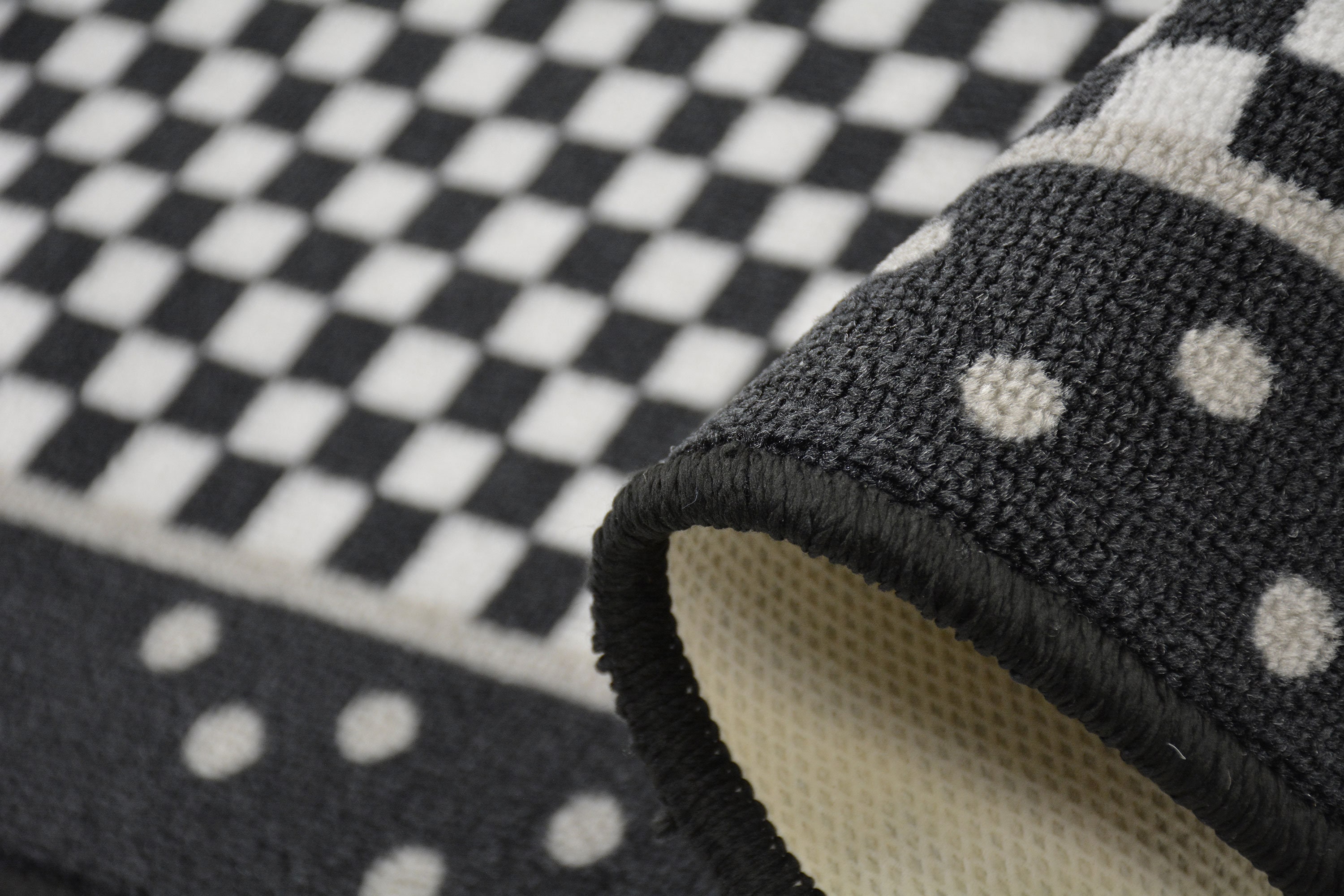 Custom Size Checkered Runner Rug: Black, White & Grey, Skid Resistant ...