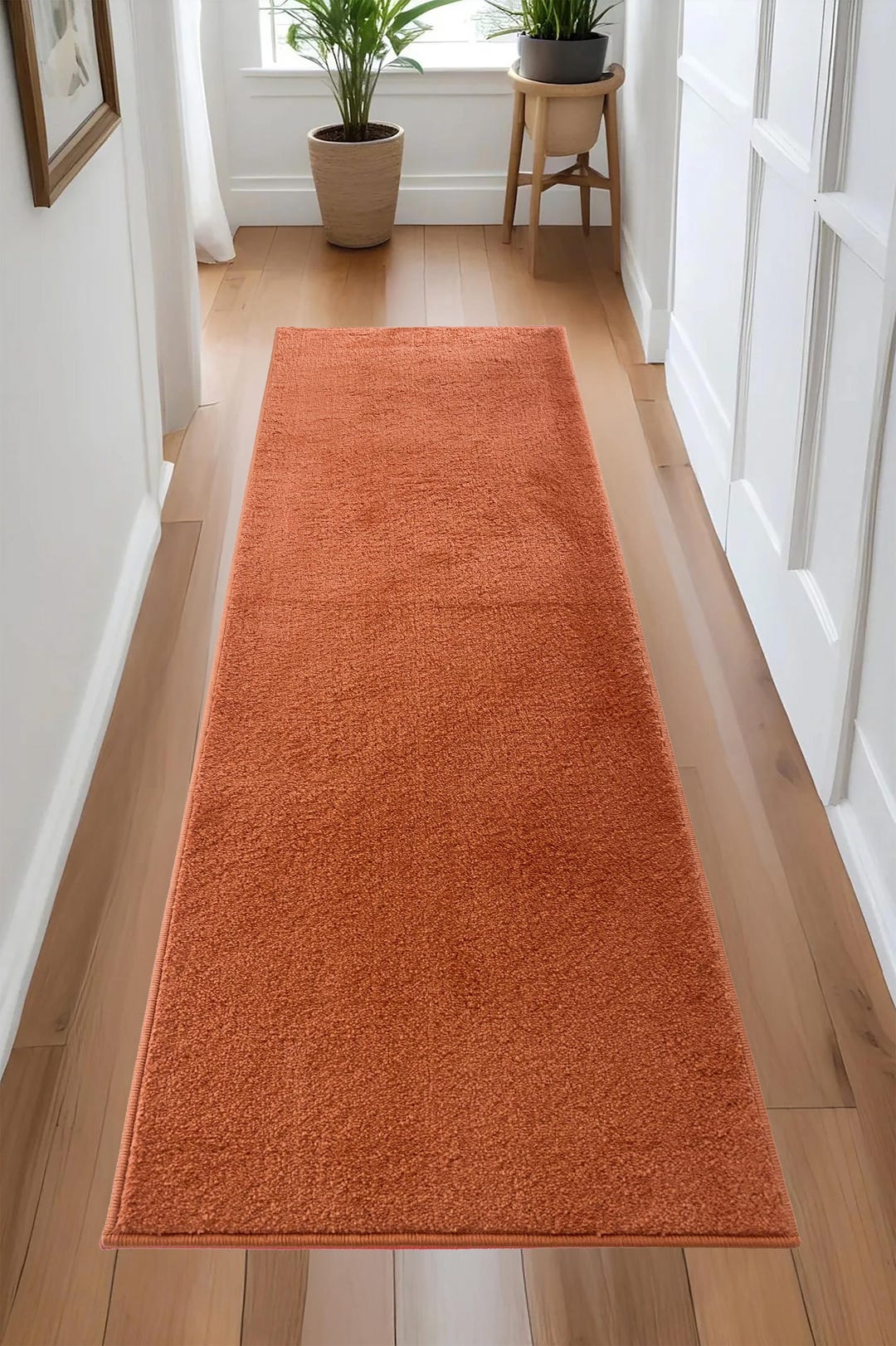 Custom Size Burnt Orange Runner Rug: Skid Resistant, Cut to Length , 26 ...