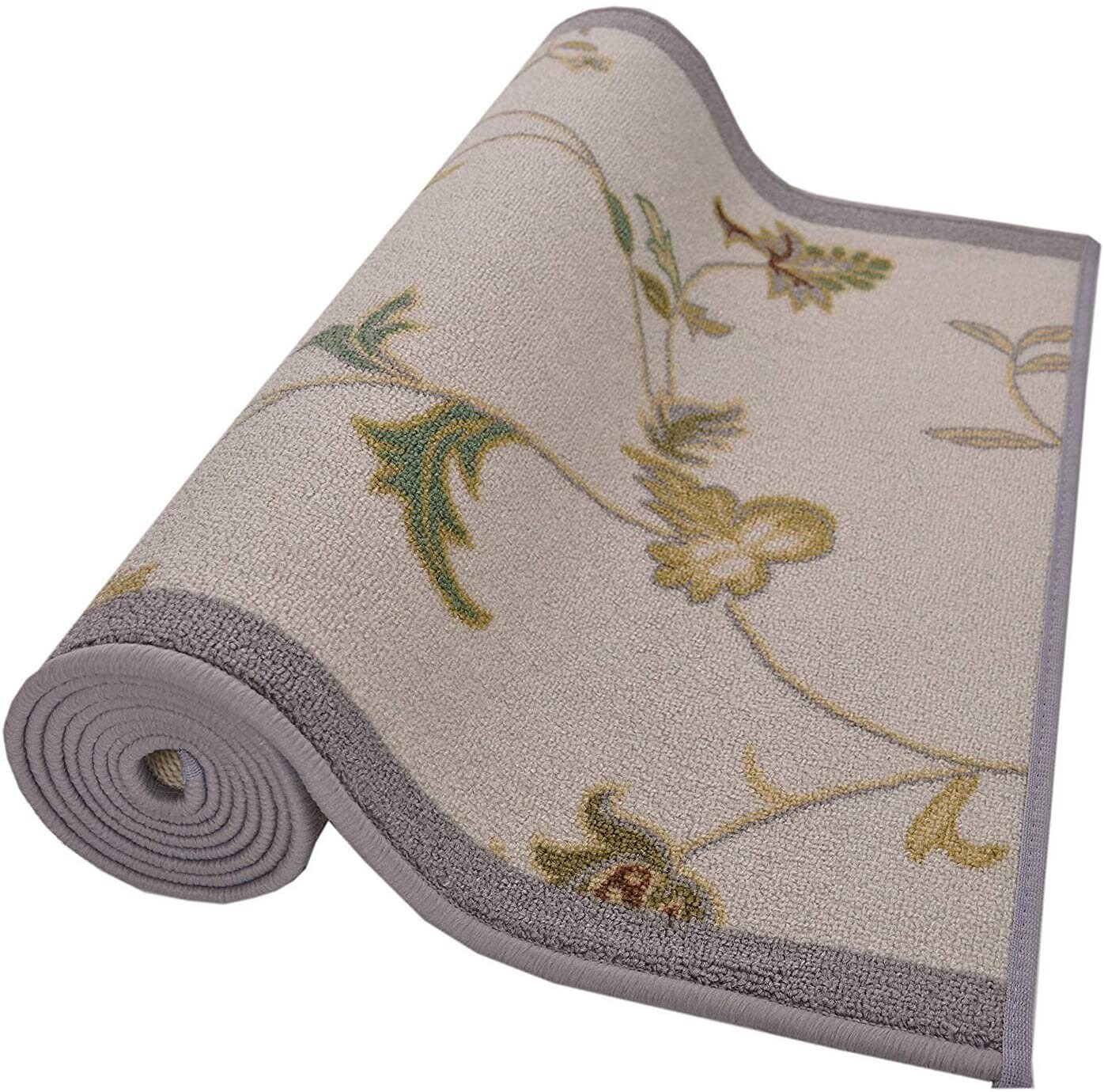 Custom Size Runner Rug Flower Scroll Floral Grey Skid - Etsy