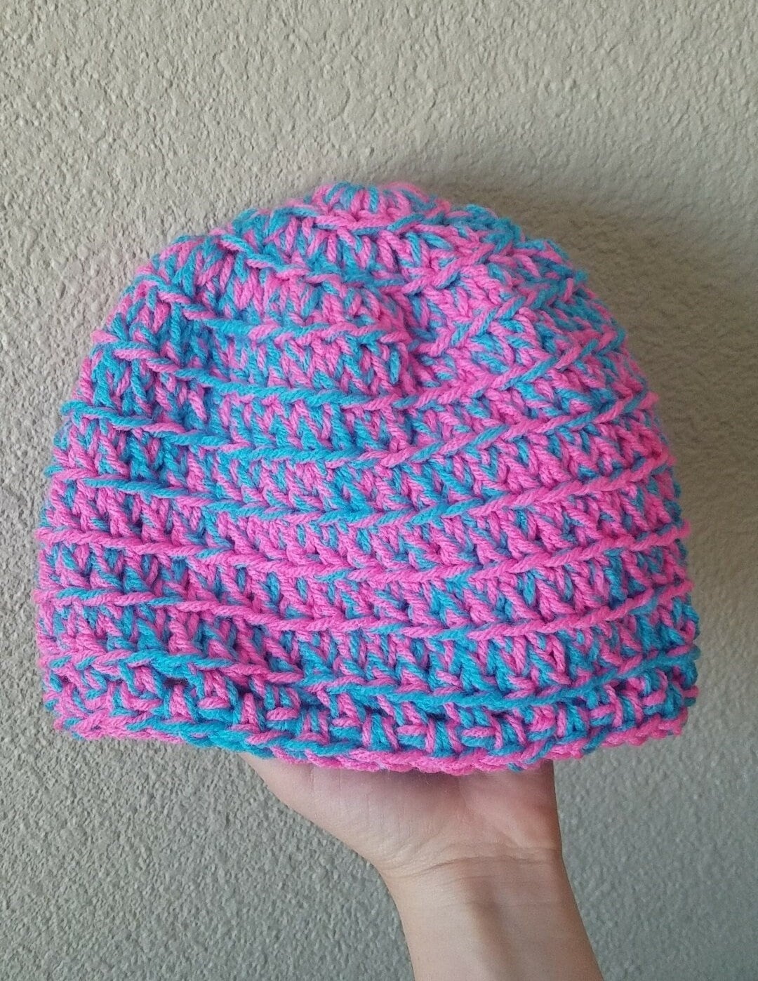 Thick Neon Pink and Blue Beanie - Etsy