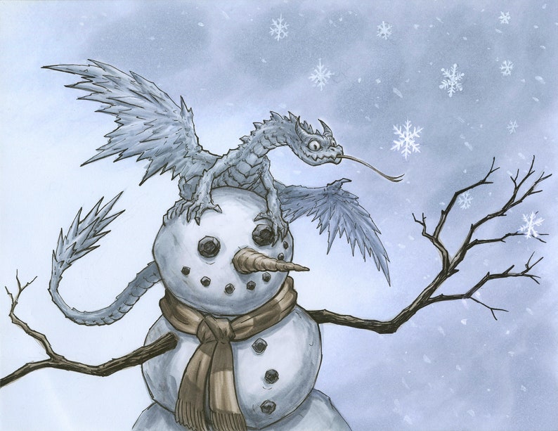 Snow Dragon and the Snowman - Etsy