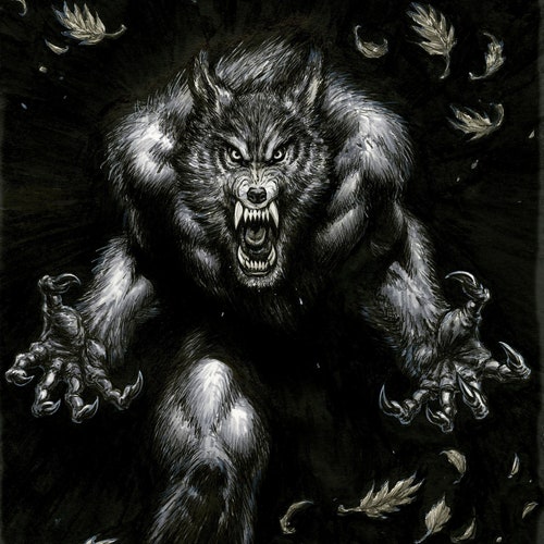 Vitruvian Werewolf print - Etsy