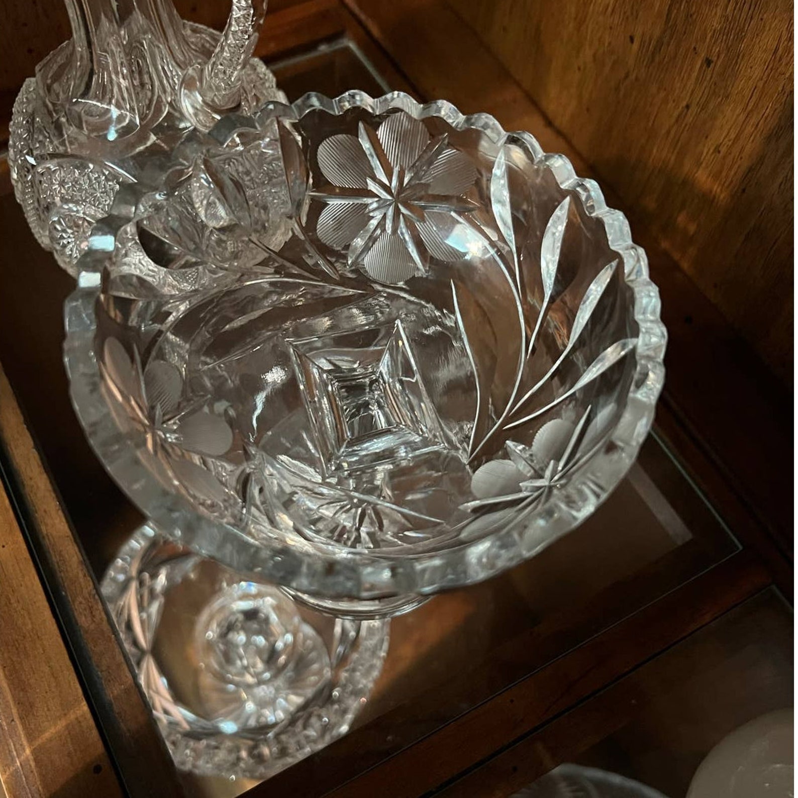 American Brilliant Period Lead Crystal Glass Candy Dish From the 1920s ...