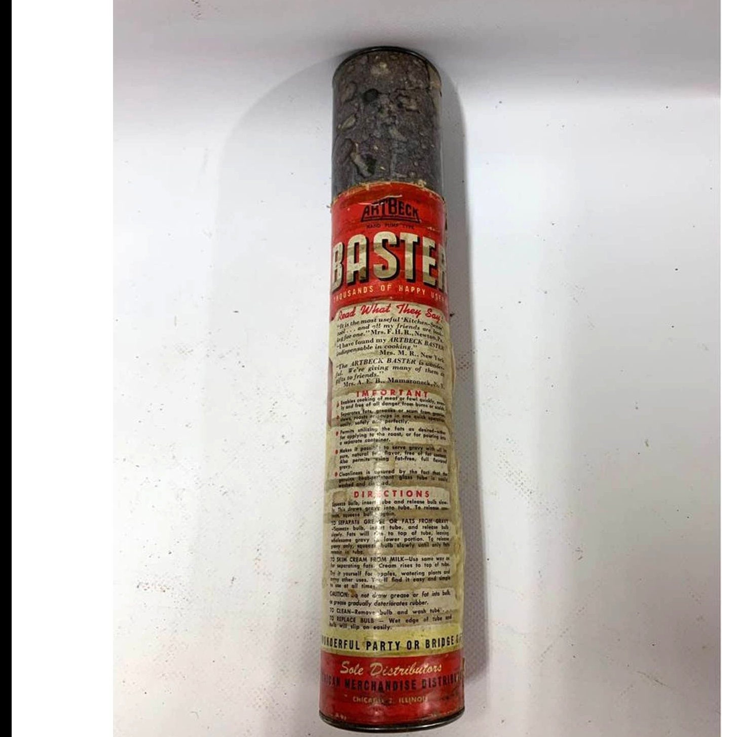 Vintage Pyrex Baster Hand Pump Artbeck USA 1946 Glass Rubber Kitchen ...