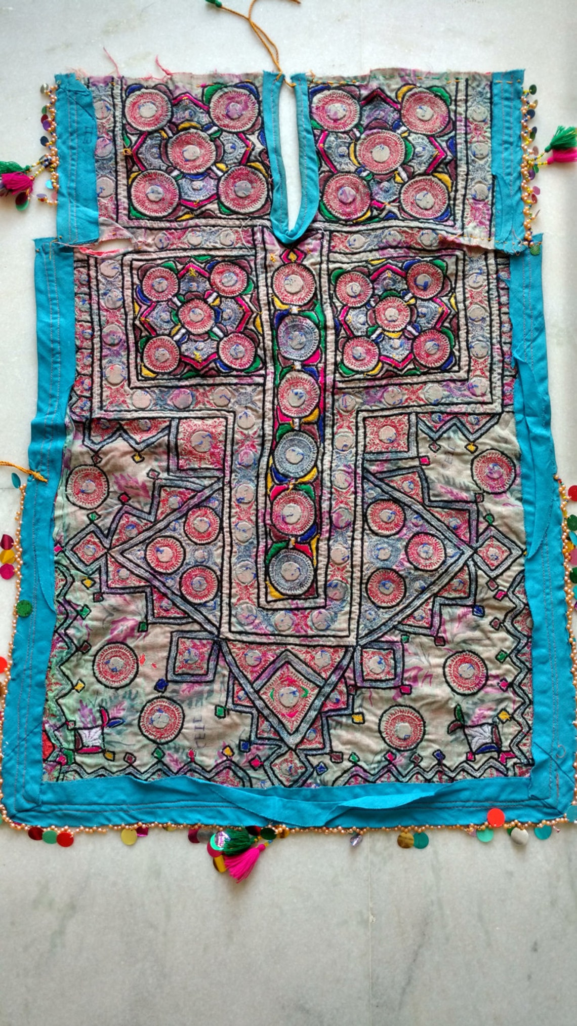 Vintage Banjara Hand Embroidered Zari Work Dress Material Gypsy Boho ...