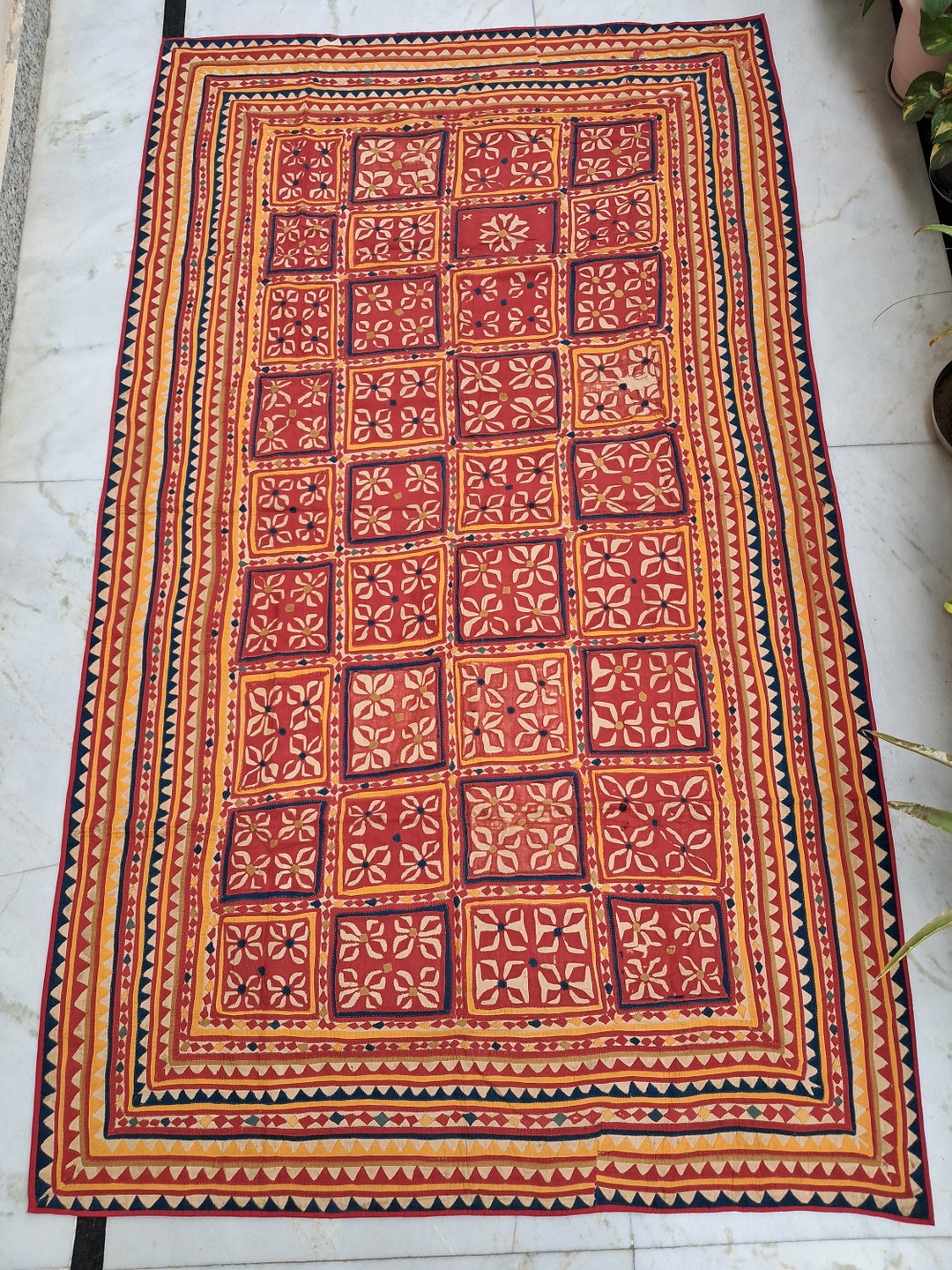Antique Quilt 90-100 Years Old Applique Quilt From Sind, Pakistan, Rare ...