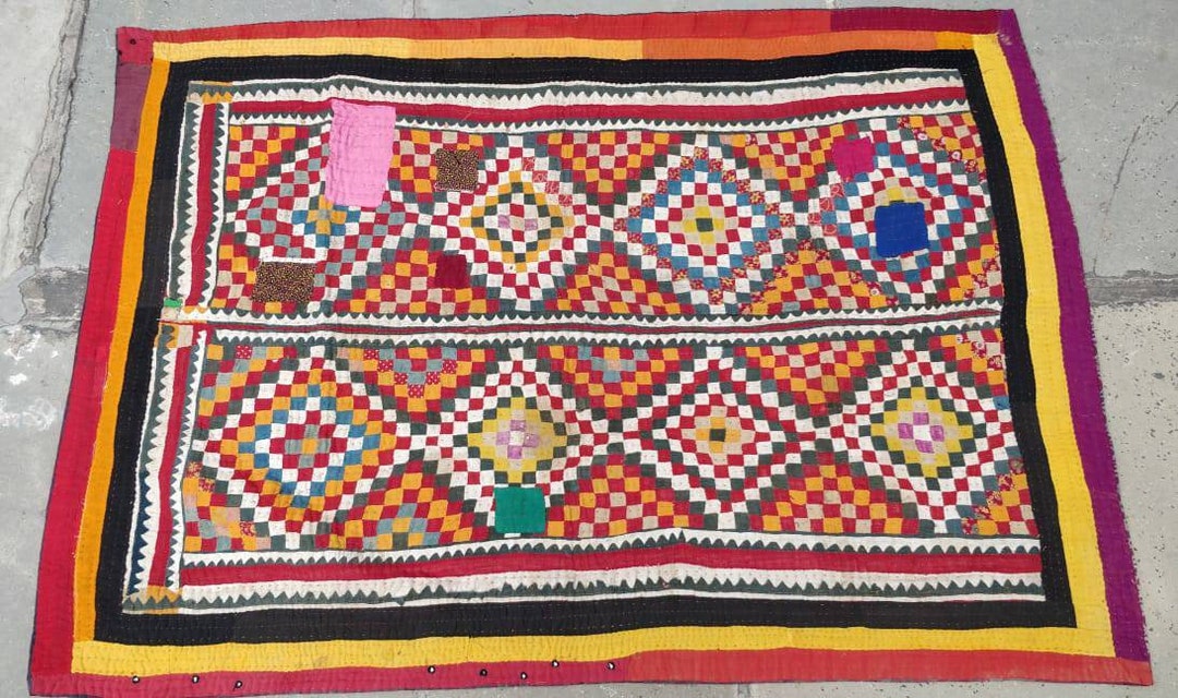 Vintage Rare Ralli Quilt From Sindh Area in Pakistan, Applique Quilt ...