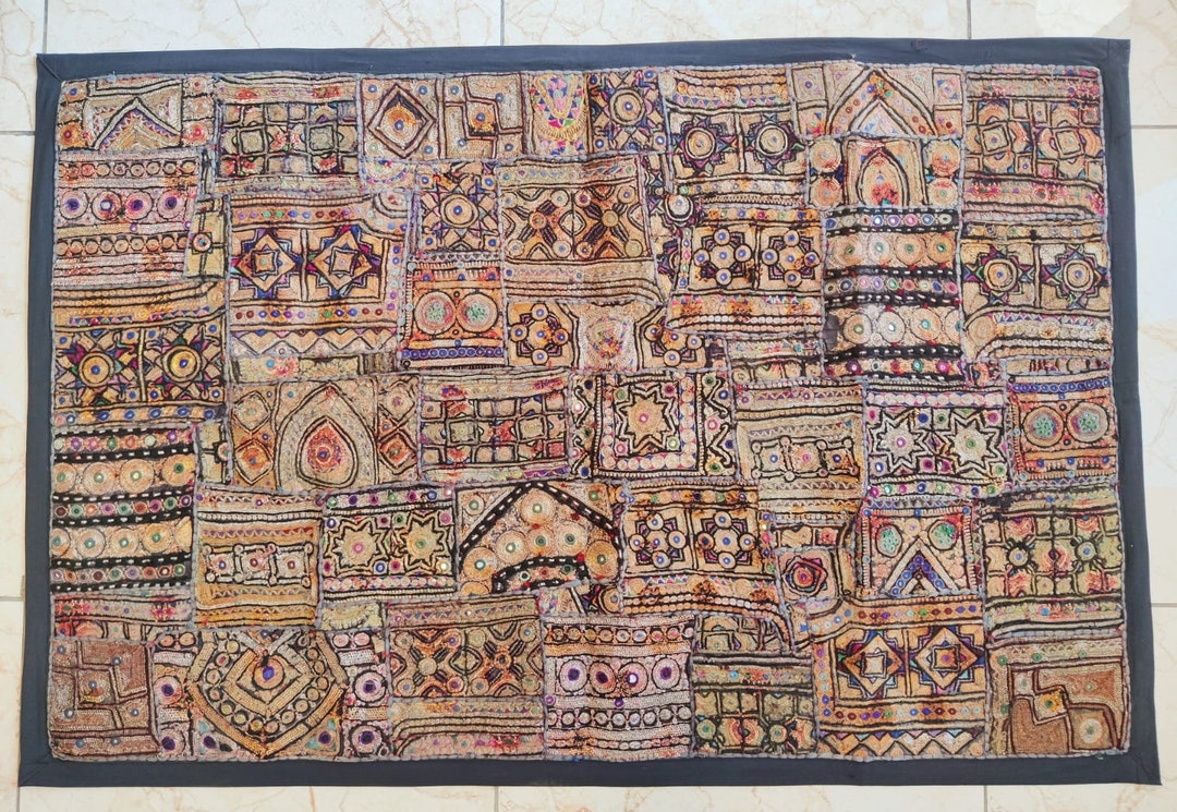 Vintage Bohemian Tapestry, Hand Embroidered Tribal Interior Decoration ...
