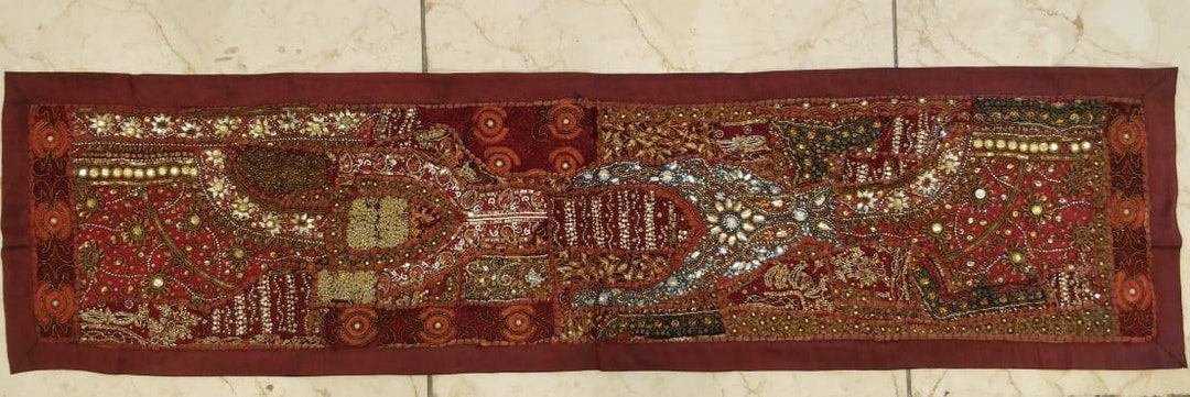 Vintage Embroidery Patchwork Runner Bohemian Bedside Runner Indian ...