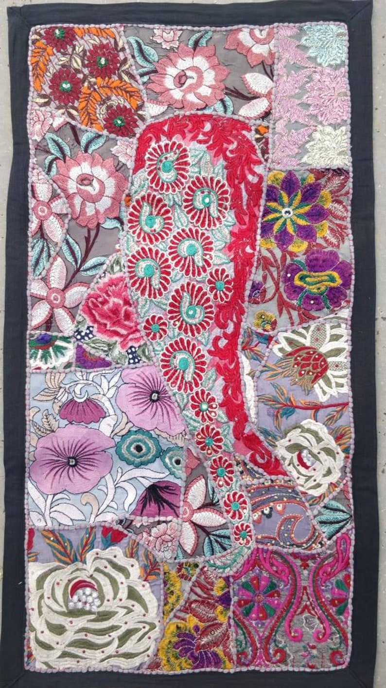 Rajasthan Embroidery Patchwork Tapestry Bohemian Wall | Etsy