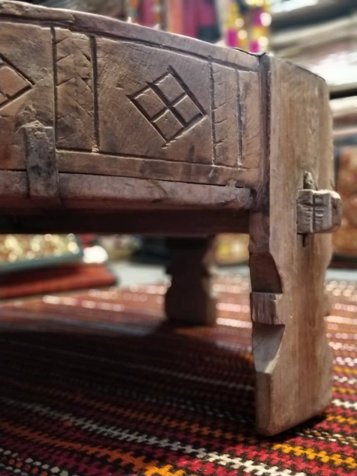 Vintage Indian Carved Chakki Table, Coffee Table, Hand Crafted Table 29 ...