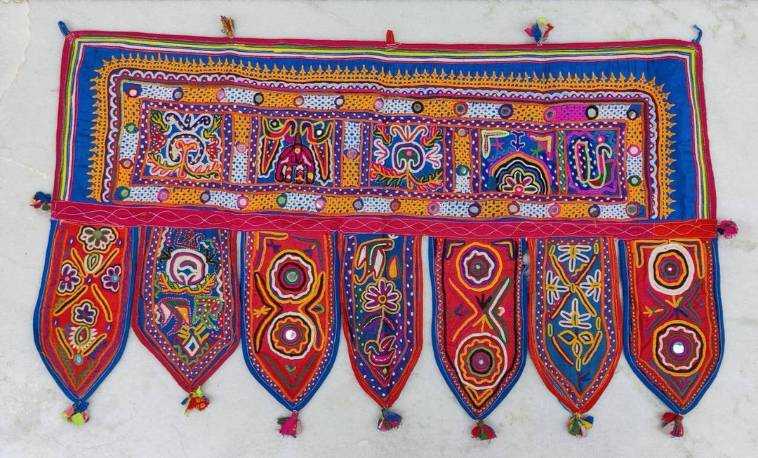 Toran OOAK 1970s Mochi Tribe Toran a Bohemian Wall Hanging Indian Doorway Topper Banjara ...