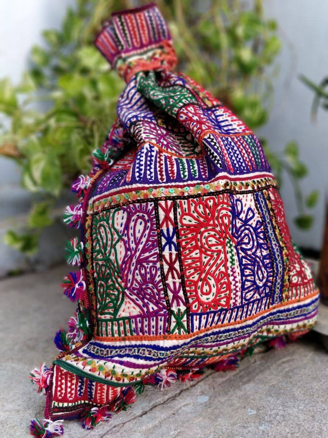 Vintage Rabari Banjara Sack Bag Both Side Heavily Embroidered Boho ...