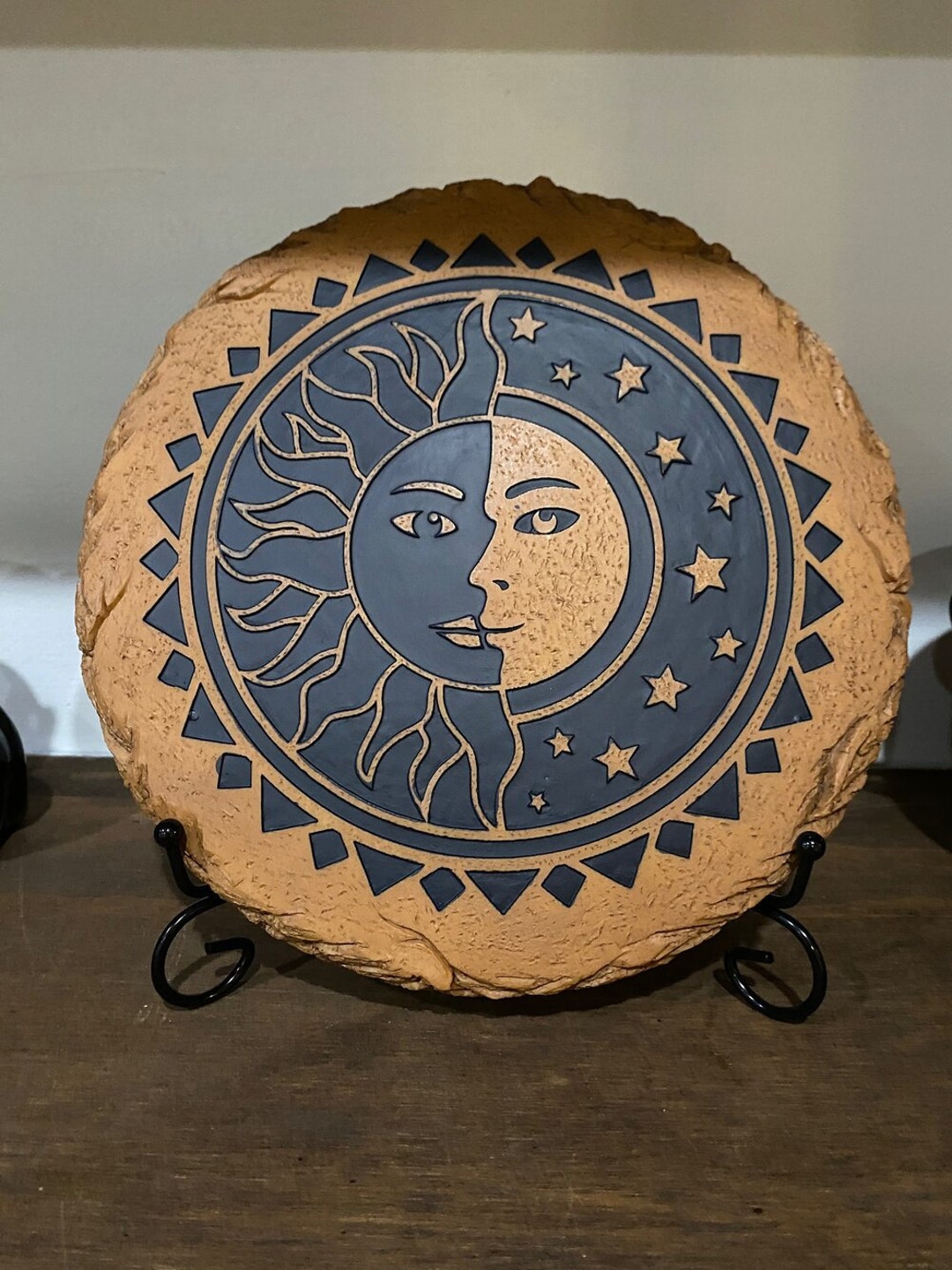 Sun and Moon Celestial Stepping Stone, Includes Stand, Witchy Garden ...