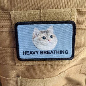 Heavy Breathing Big Chungus Fat Cat Meme 2"x3" Removable Morale Patch ...