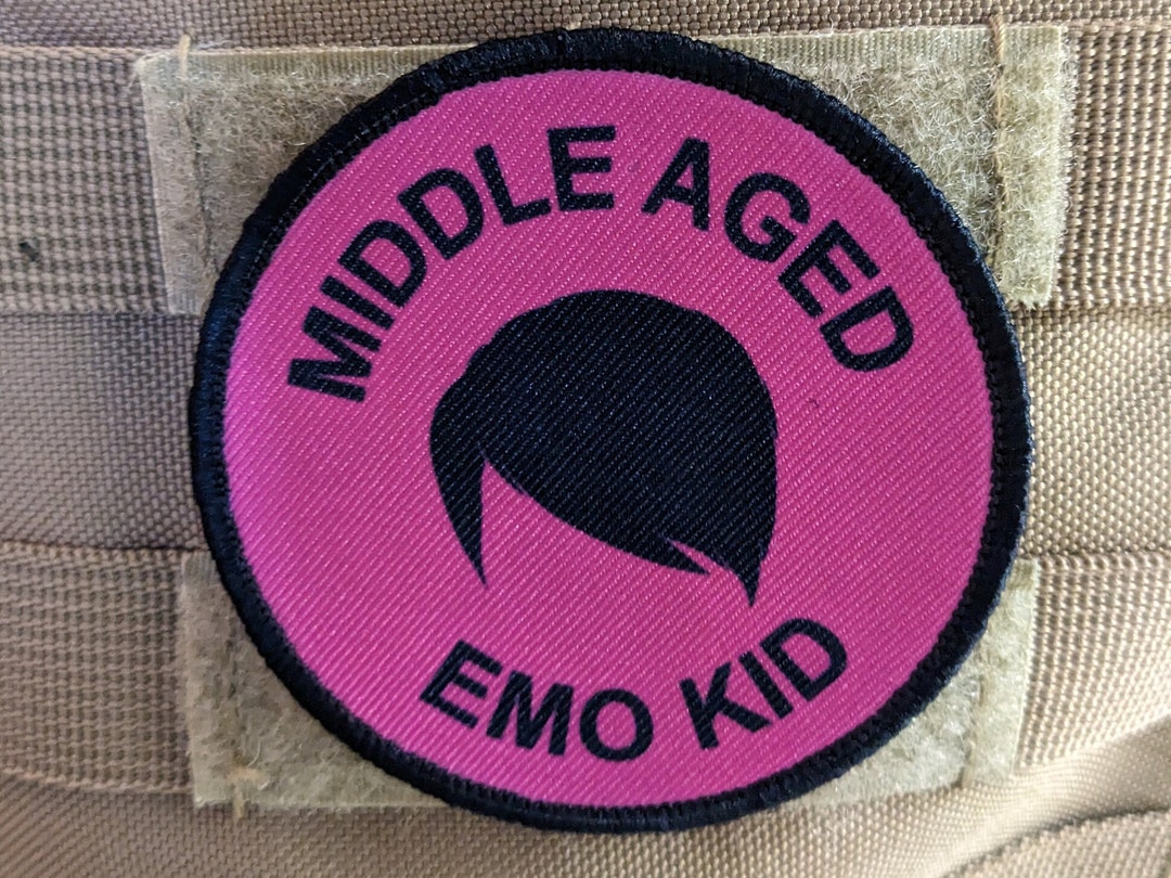 Middle Aged Emo Kid Boy Version Meme 3" Circle Morale Patch With Hook ...