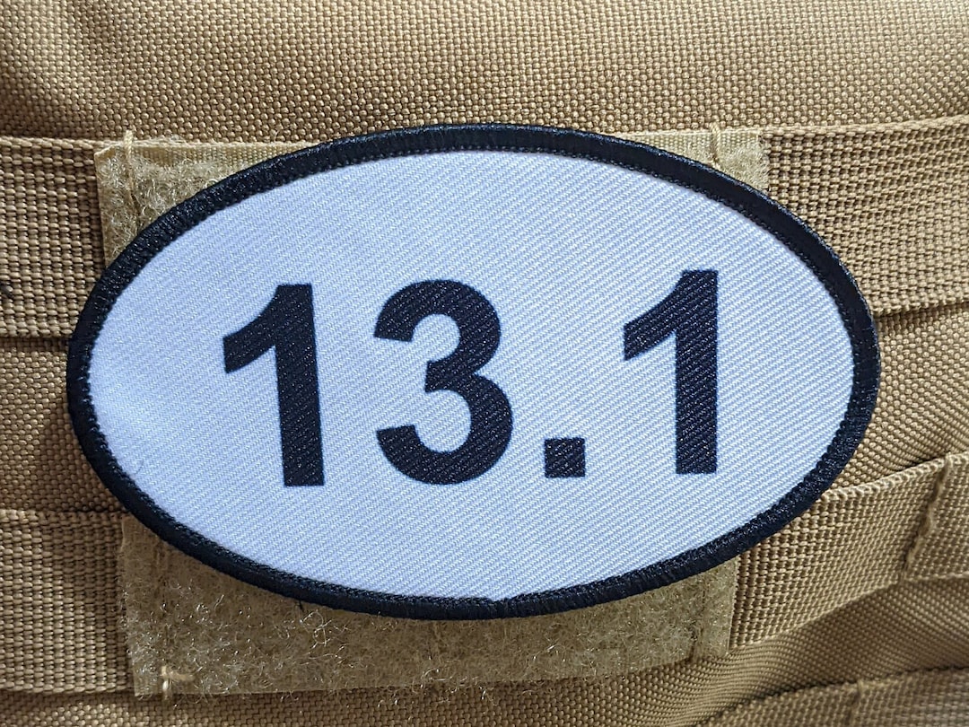 13.1 Half Marathon Running Celebration 4"x2.5" Oval Morale Patch With ...