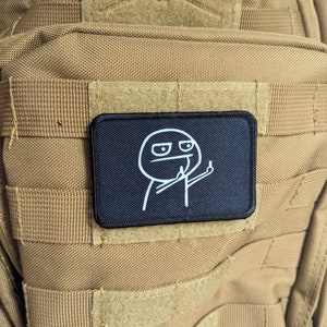 Double Middle Finger Guy Meme 2"x3" Morale Patch With Hook and Loop Backing - Etsy