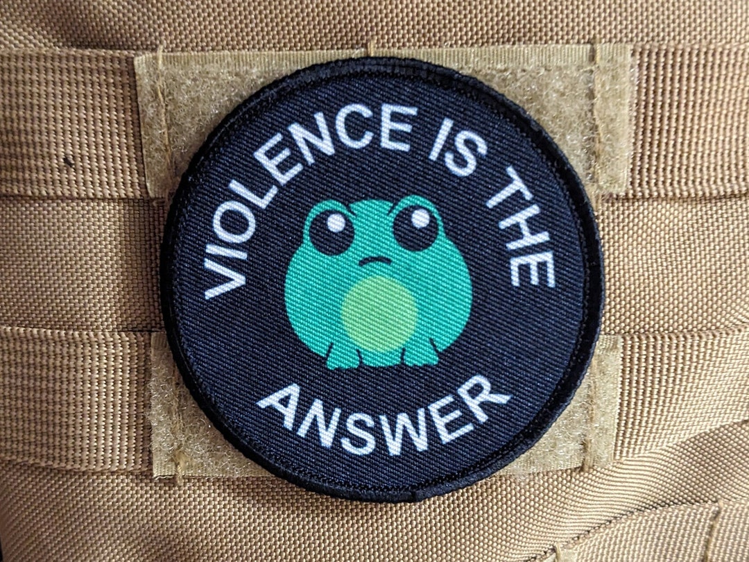 Cute Frog Violence is the Answer 3" Circle Removable Morale Patch With ...