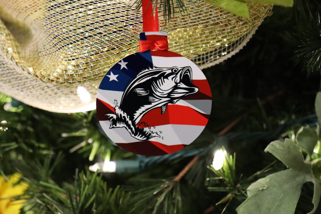 American Flag Bass Fishing Christmas Ornament - Etsy