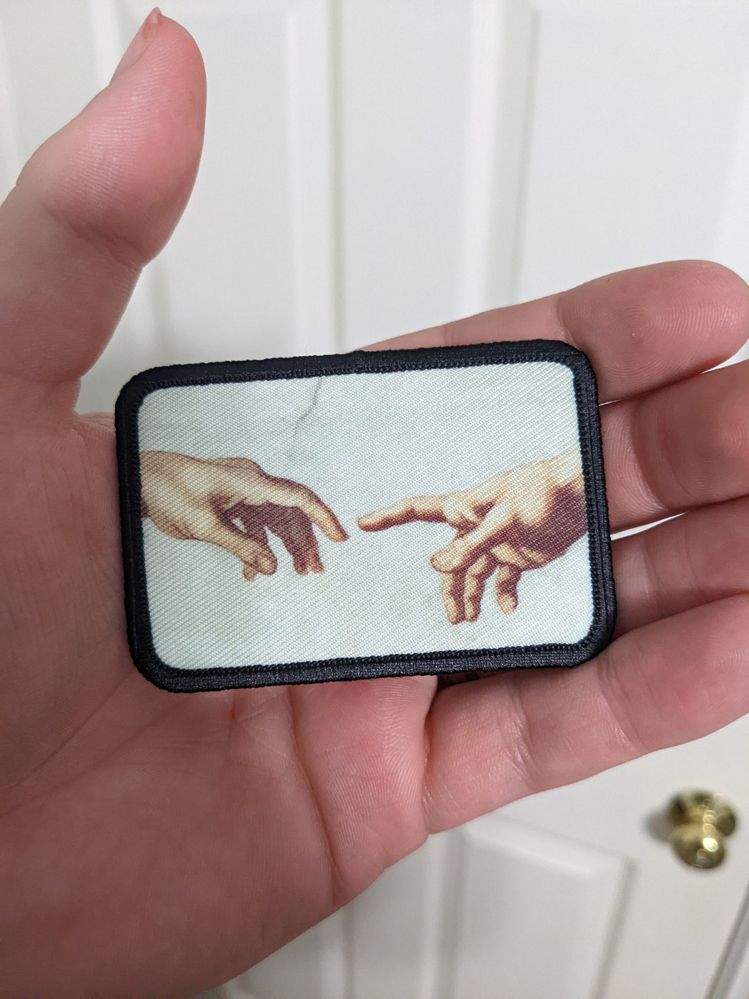 The Creation of Adam Michelangelo Renaissance Art 2"x3" Morale Patch With Hook and Loop Backing ...