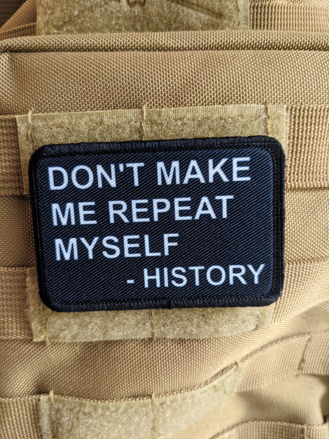 Don't Make Me Repeat Myself History Funny Meme 2"x3" Morale Patch With ...