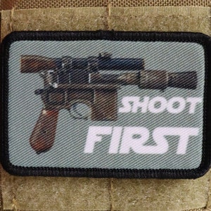 Shoot First Sci Fi Blaster 2"x3" Morale Patch With Hook and Loop ...