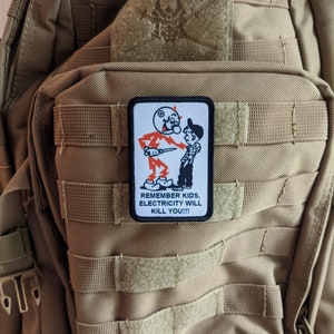 Remember Kids Electricity Will Kill You 2x3 Morale Patch With Hook and ...