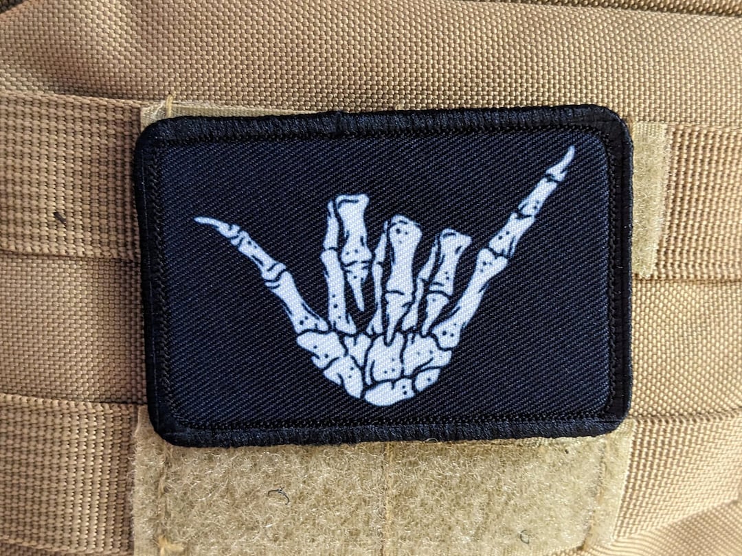 Bone Shaka Punk Goth Joke 2"x3" White Morale Patch With Hook and Loop ...
