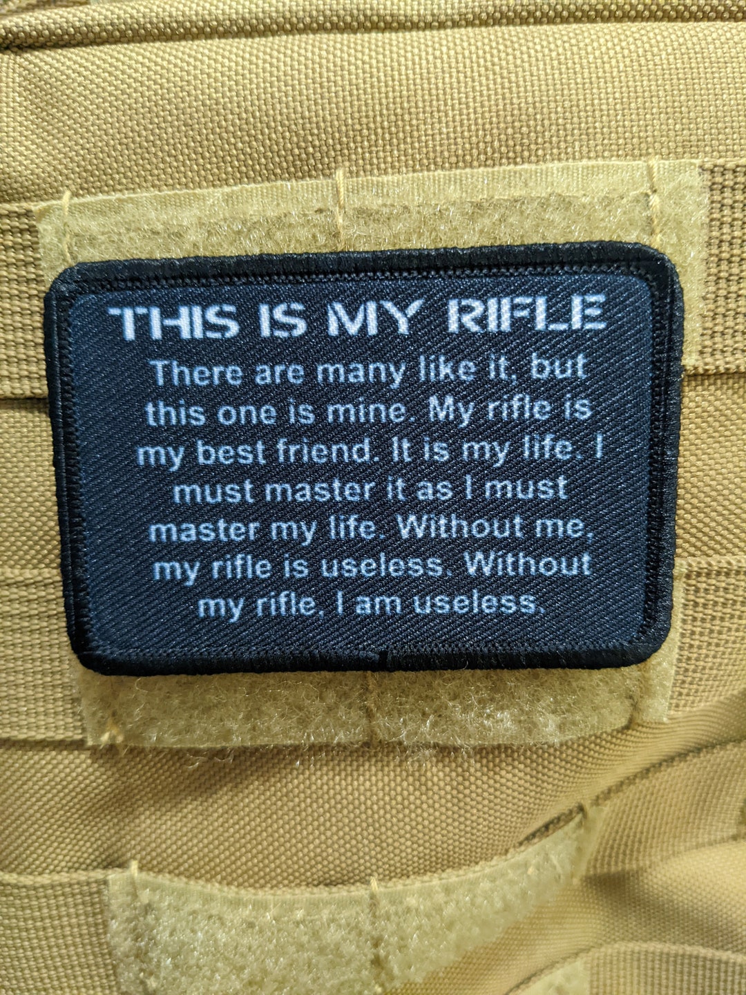 Rifleman's Creed Text USMC Army Military 2"x3" Morale Patch With Hook ...