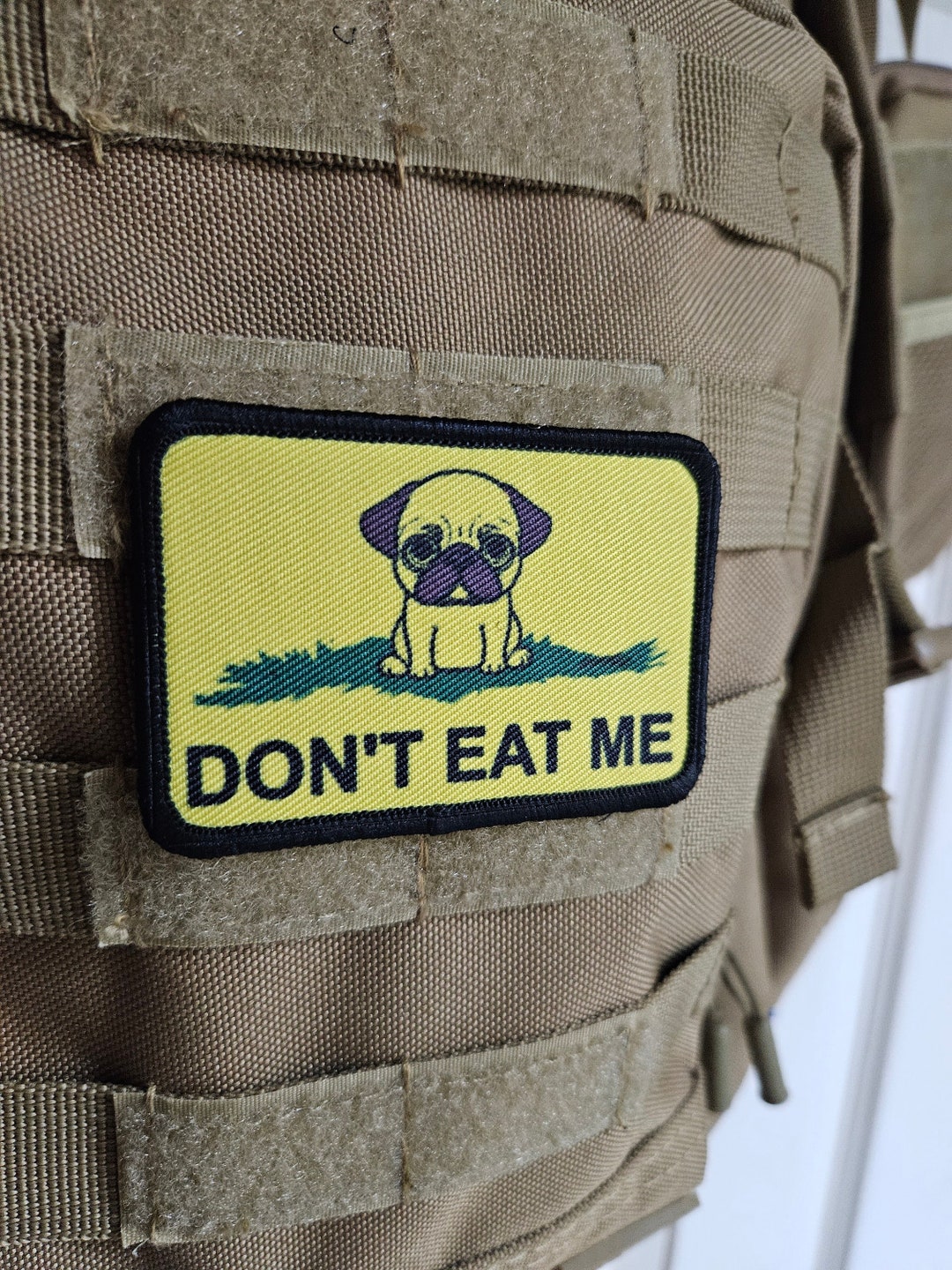 Eating the Dogs Pug Pet Gadsden Flag Meme 2"x3" Removable Morale Patch ...