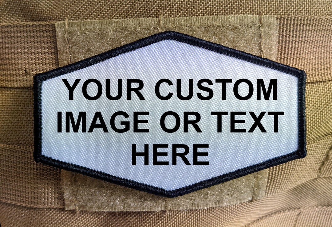 Custom Choose Your Own Image or Text 4"x2.5" Hexagon Shaped Hook & Loop ...